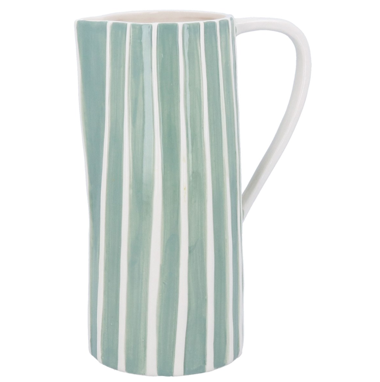 Gisela Graham Sage Striped Stoneware Jug – KindleHouse