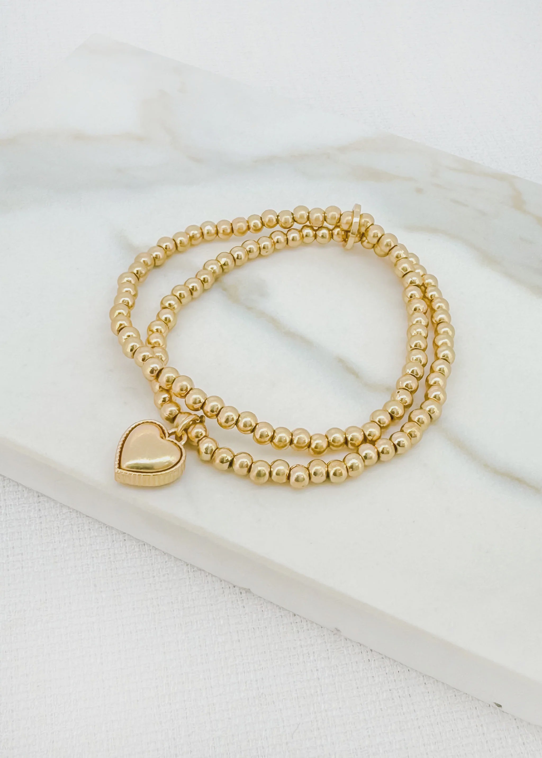 Envy Gold Double Layer Bracelet With Gold Heart Charm – KindleHouse