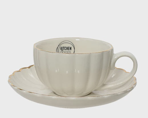 Golden Edge Fluted Cup & Saucer – KindleHouse
