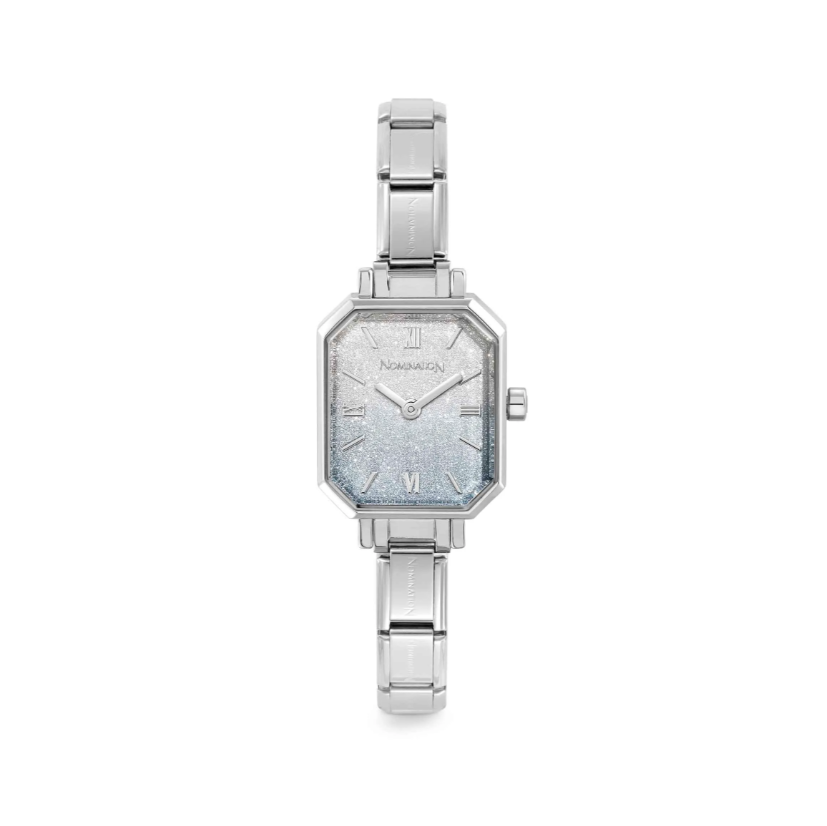 Nomination Paris Silver Watch Rectangular Glitter Ombre Face - Blue ...