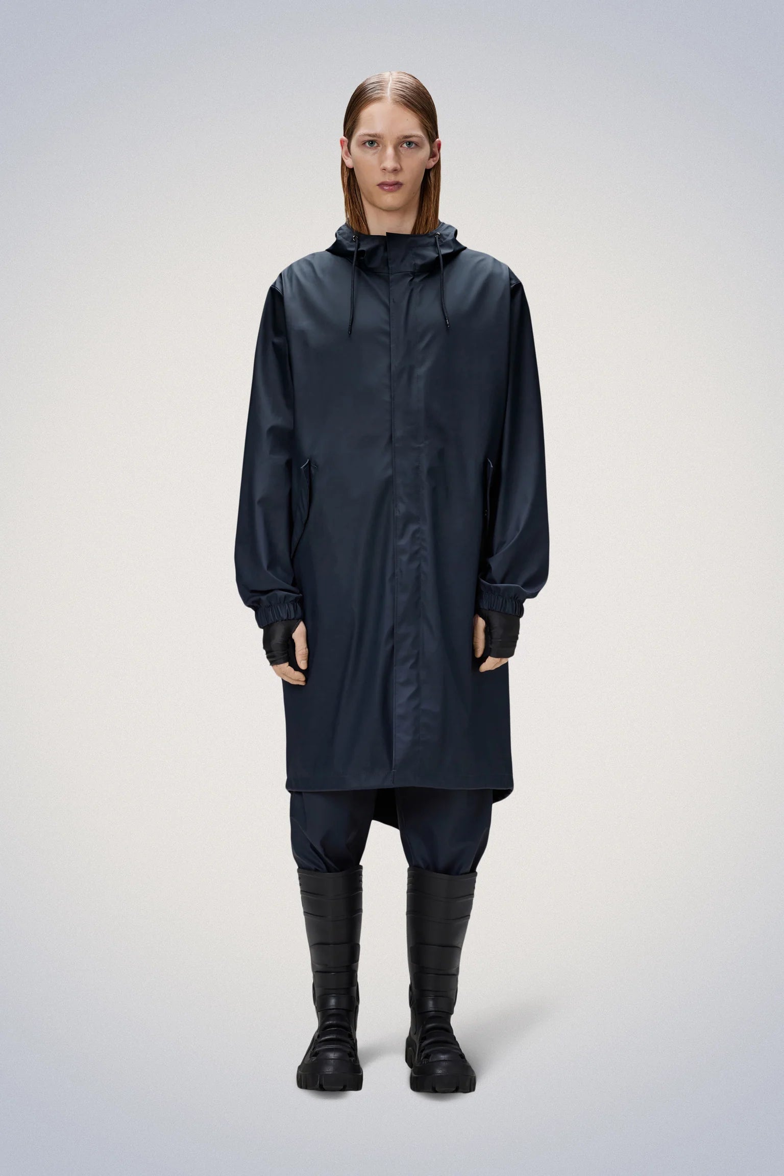 Rains Long Fishtail Parka Jacket - Navy – KindleHouse